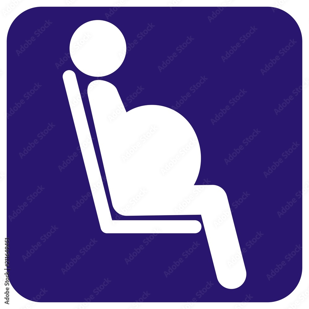 Pregnant sign icon. Pregnancy symbol. Blue background and white ...