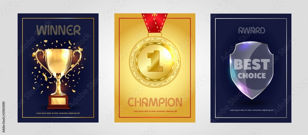 Vector poster design for winner, champion and best choice award. Stock ...