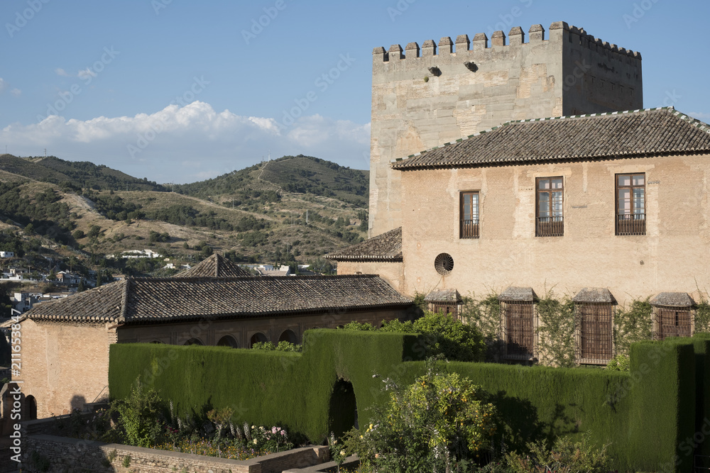 Image of La alhambra buildings from Carlos V palace gardens Stock Photo ...