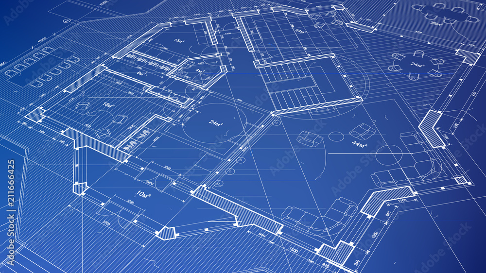 vector architectural plan - abstract architectural blueprint of a ...