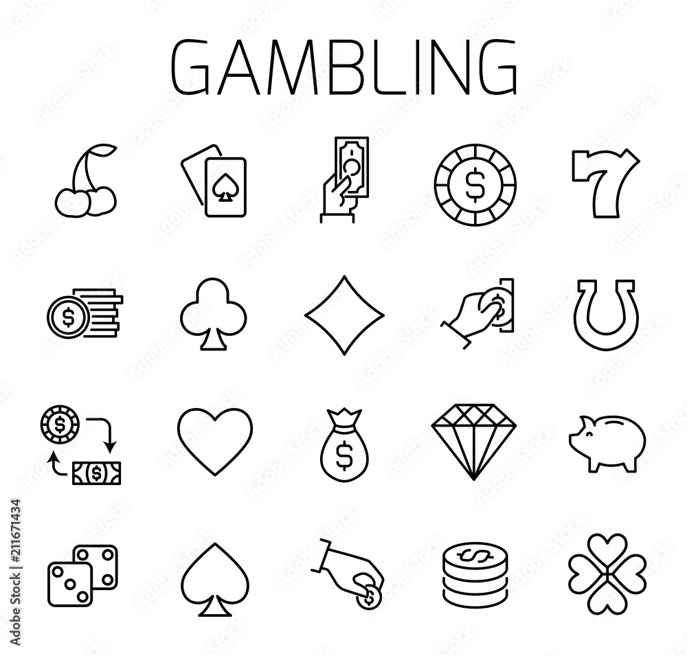 Gambling related vector icon set. Stock Vector | Adobe Stock
