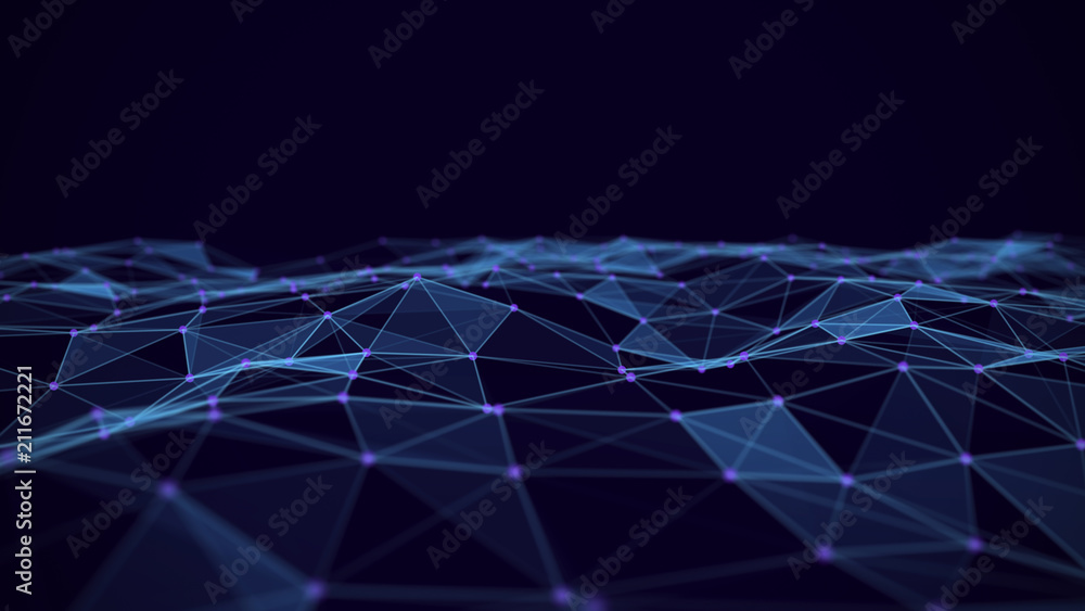 Abstract technology background. Network connections with points and ...
