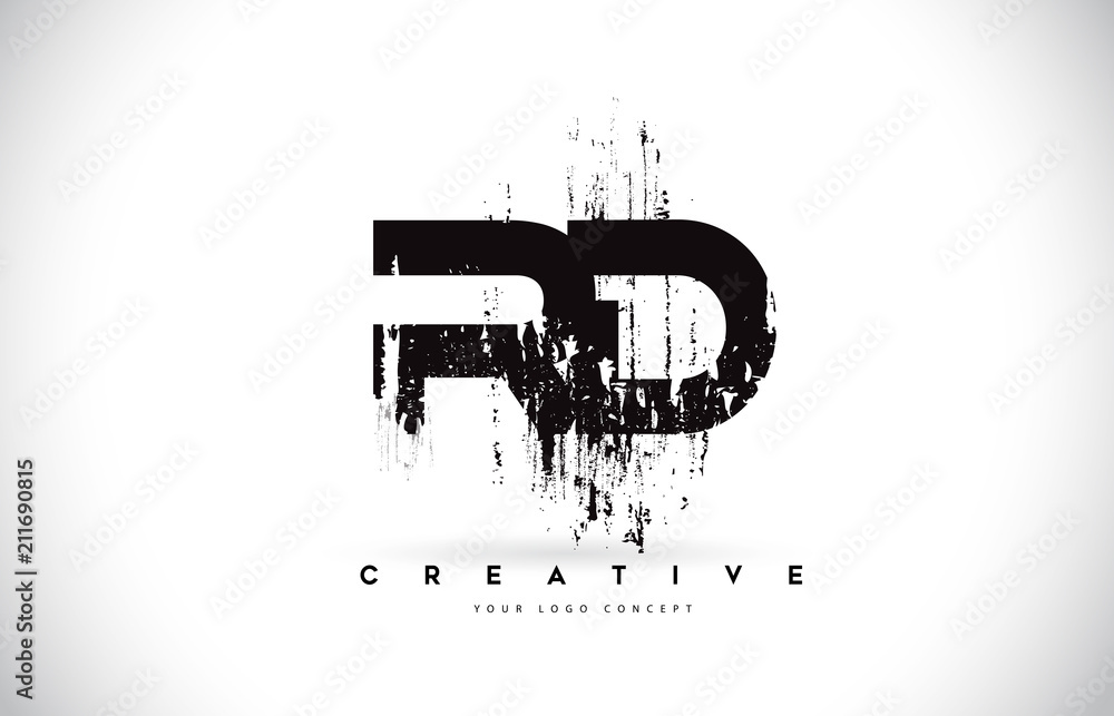RD R D Grunge Brush Letter Logo Design in Black Colors Vector ...