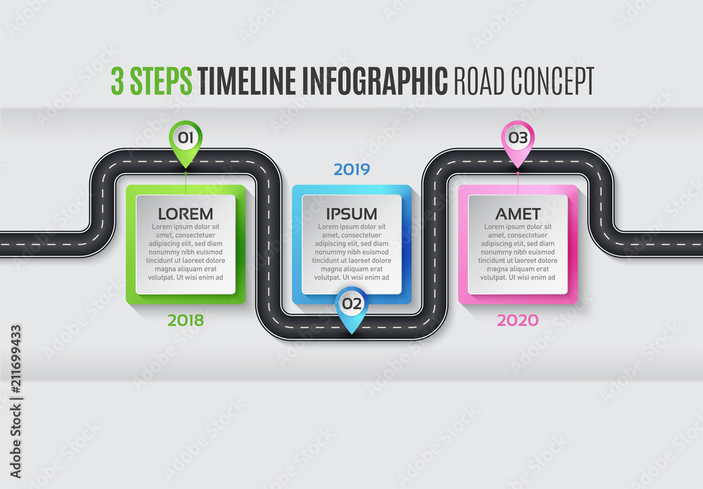 Navigation map infographic 3 steps timeline concept Stock Vector ...