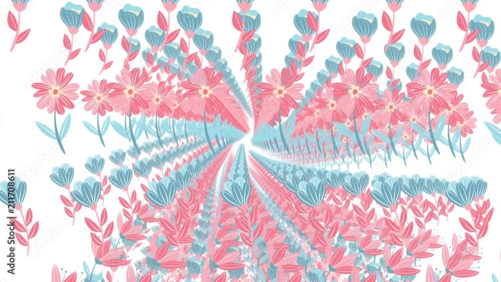 Floral background looping animation. Flowers wreath white background ...