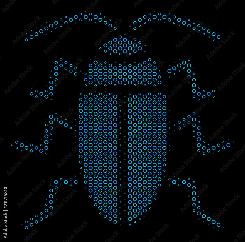Halftone Cockroach composition icon of circle bubbles in blue color ...