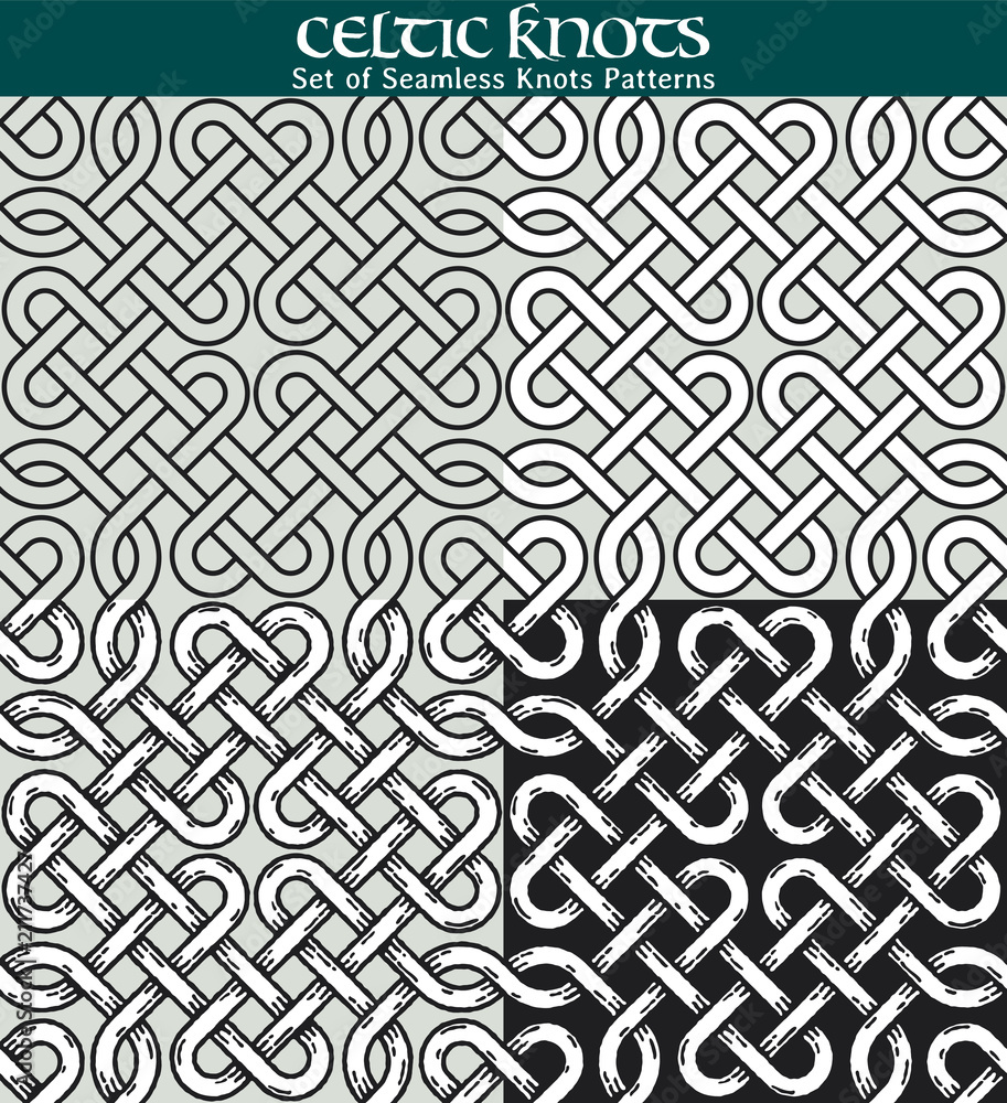 Set of Seamless Knots Patterns. 4 different versions of a seamless ...