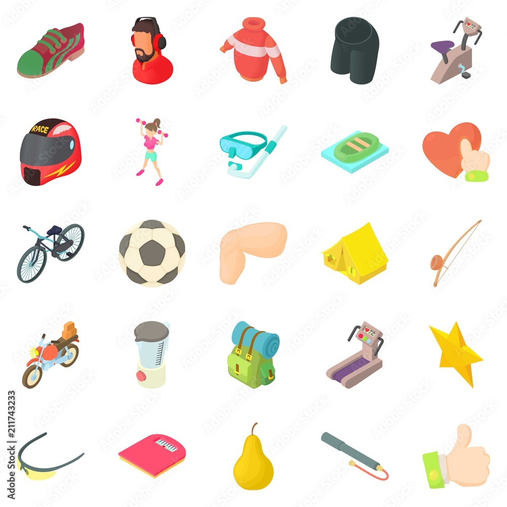 Stamina icons set. Cartoon set of 25 stamina icons for web isolated on ...