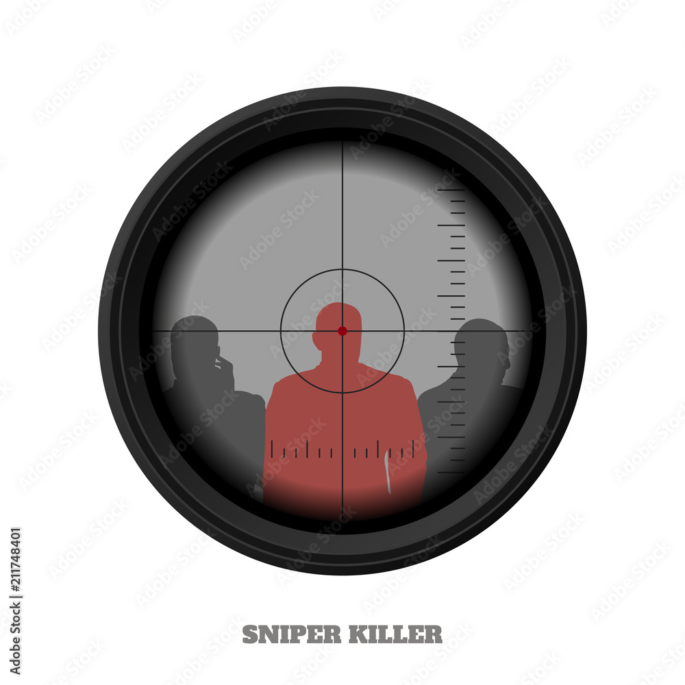 Sniper rifle scope. Military weapon view. Target for killer. Vector ...