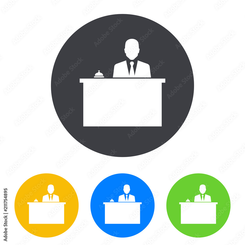 Icono plano recepcion de hotel en circulo varios colores Stock Vector ...