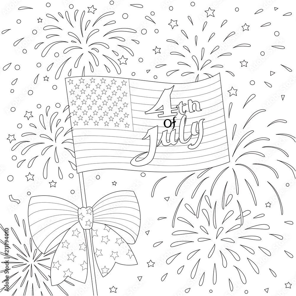 4th Of July Fireworks Coloring Page