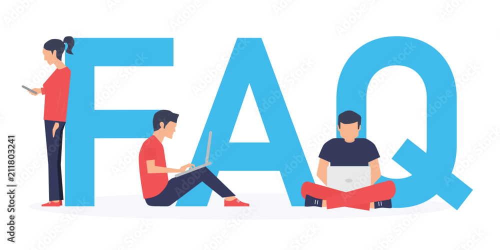 FAQ. Flat design business people concept for answers and questions ...