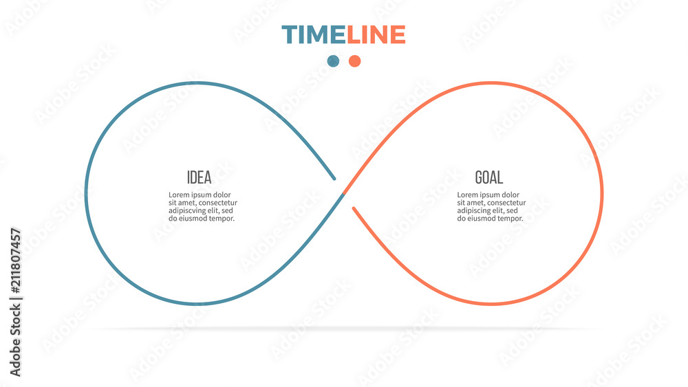 Business infographics. Timeline with 2 steps, options, loops. Vector ...