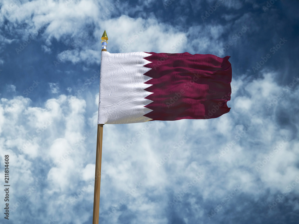 Qatar flag Silk waving flag of Qatar made transparent fabric with ...