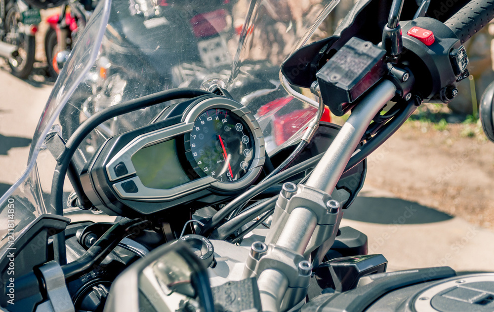 motorcycle control panel with speedometer dashboard, speed meter Stock ...