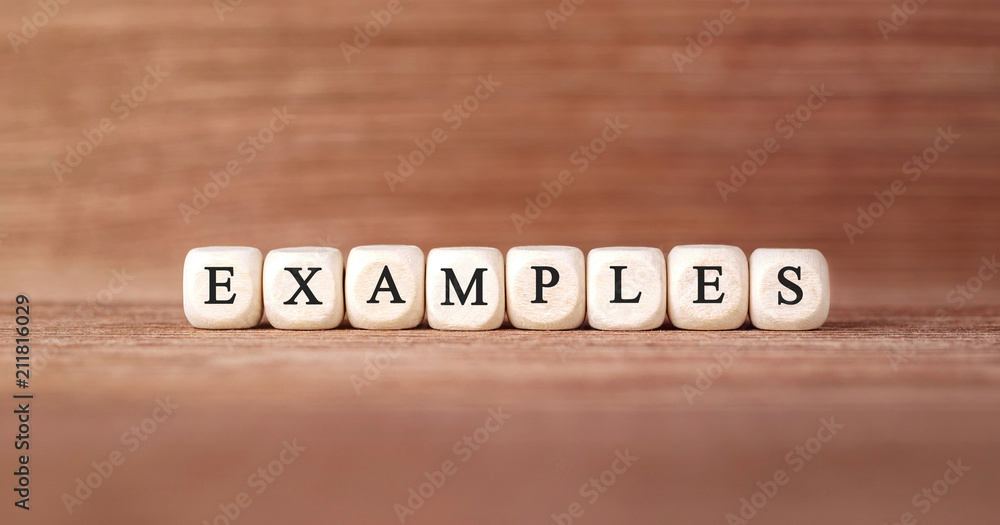 Word EXAMPLES made with wood building blocks Stock Photo | Adobe Stock