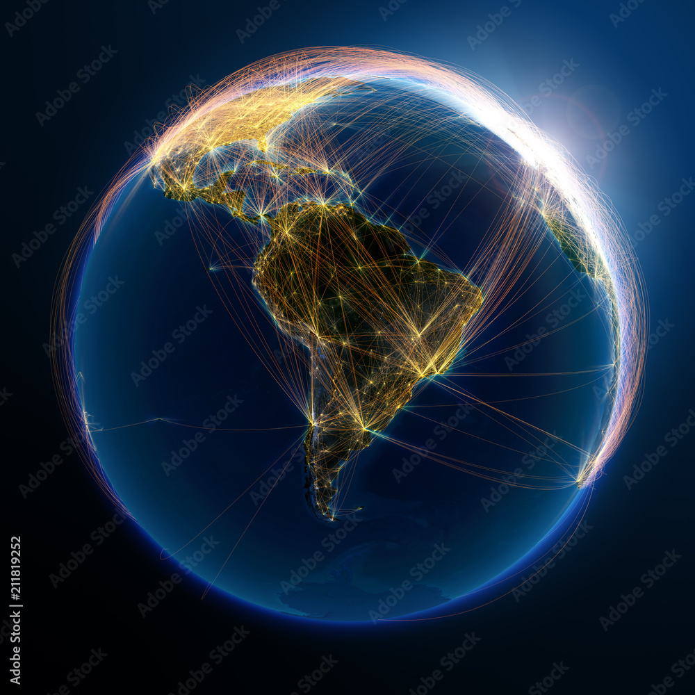 Highly detailed planet Earth is covered by complex network of air ...