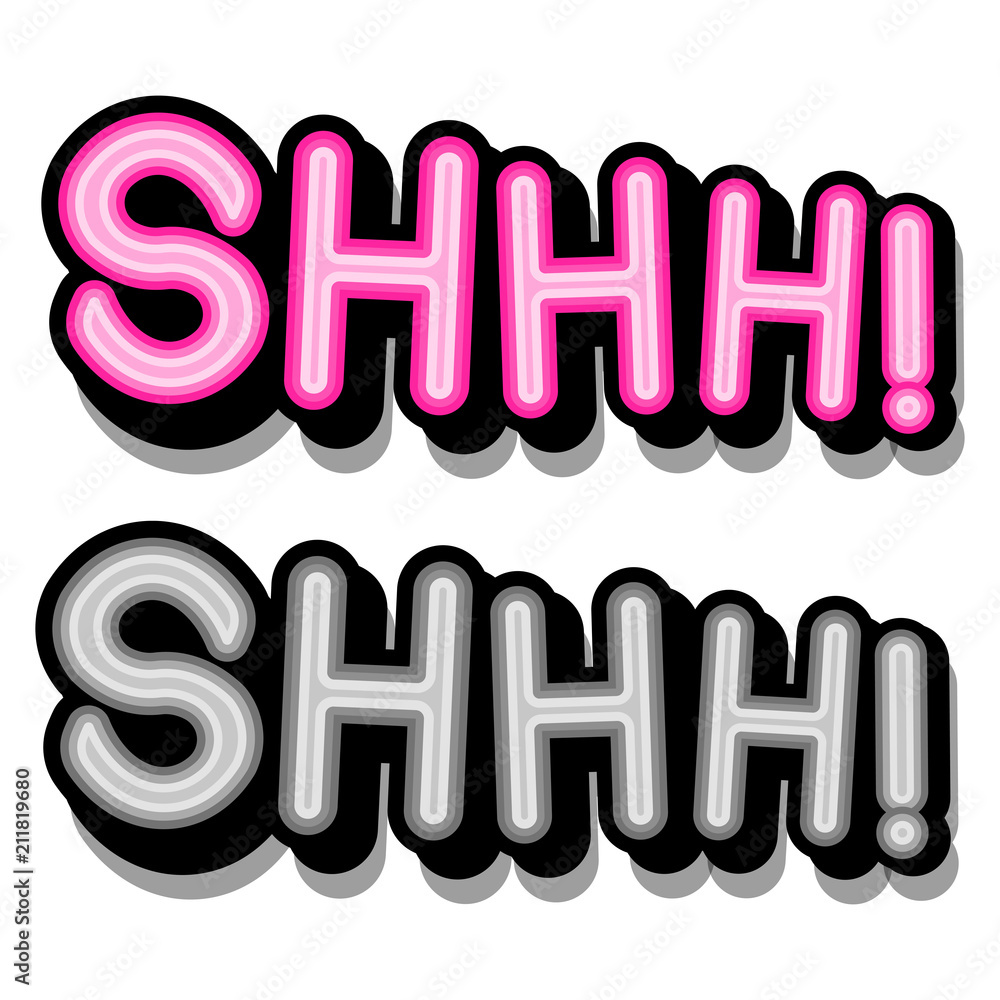 Shhh - retro lettering with shadows on a white background. Vector ...