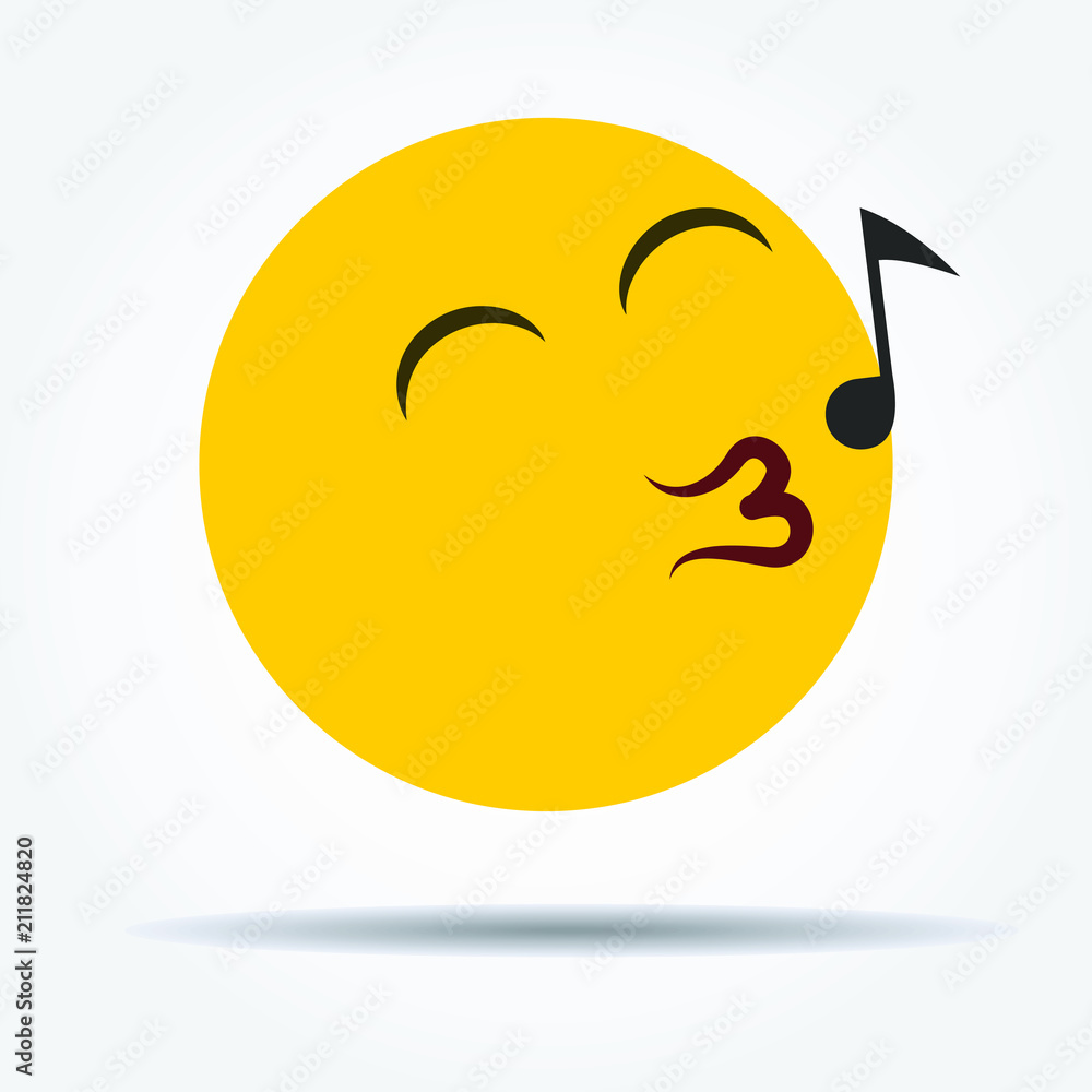 Whistling emoticon in a flat design Stock Vector | Adobe Stock
