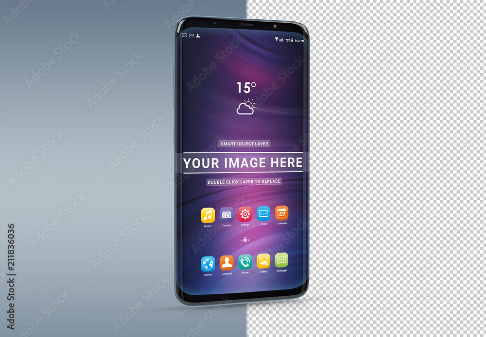 Isolated Smartphone with App Icons Mockup Stock Template | Adobe Stock