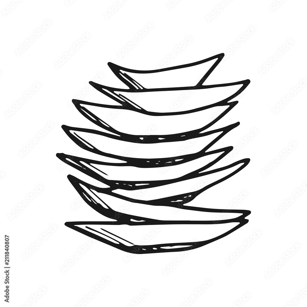 dish dishes simple sketch vector isolated Stock Vector | Adobe Stock