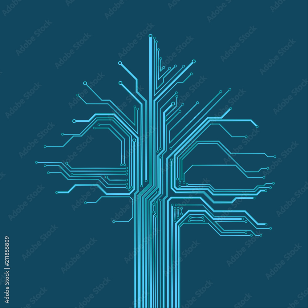 Abstract Circuit Technology Background. Circuit in shape of tree Stock ...