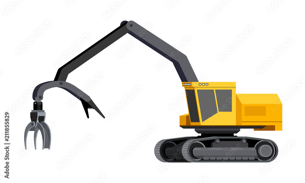 Minimalistic icon shovel loader. Tracked shovel log loader vehicle for ...