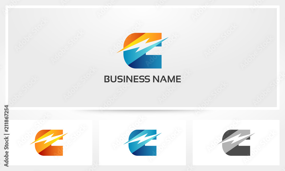 C Letter Bolt Thunder Lightning Logo Stock Vector | Adobe Stock