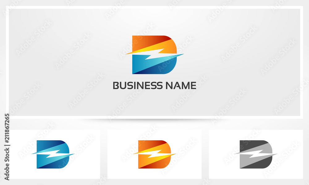 D Letter Bolt Thunder Lightning Logo Stock Vector | Adobe Stock