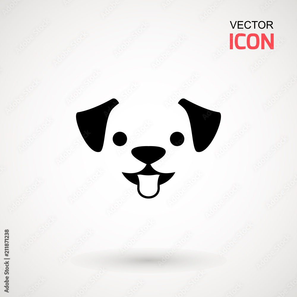 Dog head icon. Flat style. Cartoon dog face. Vector illustration ...
