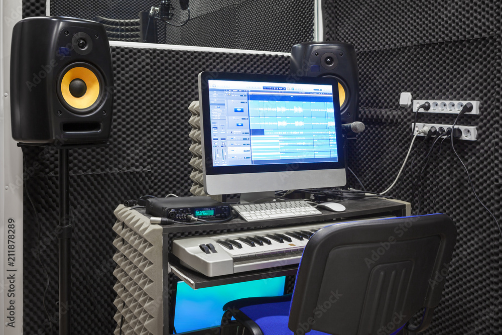 Sound recording studio interior. Stock Photo | Adobe Stock