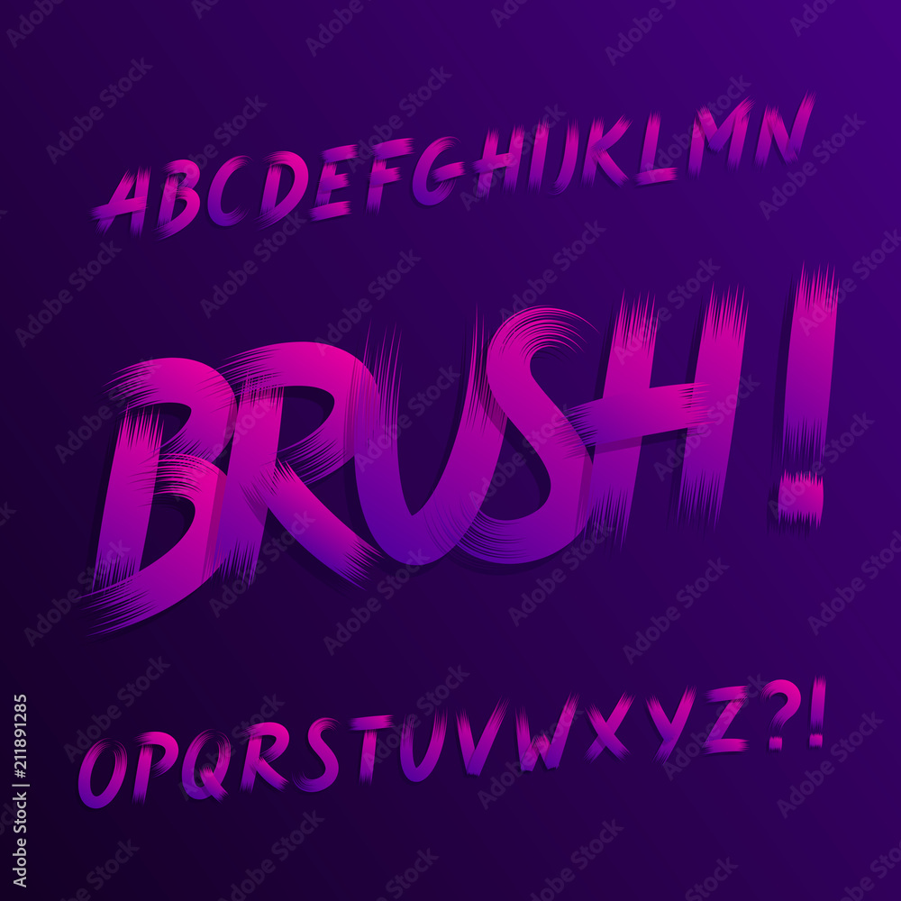 Handwritten grunge alphabet font. Uppercase brush stroke letters. Stock ...