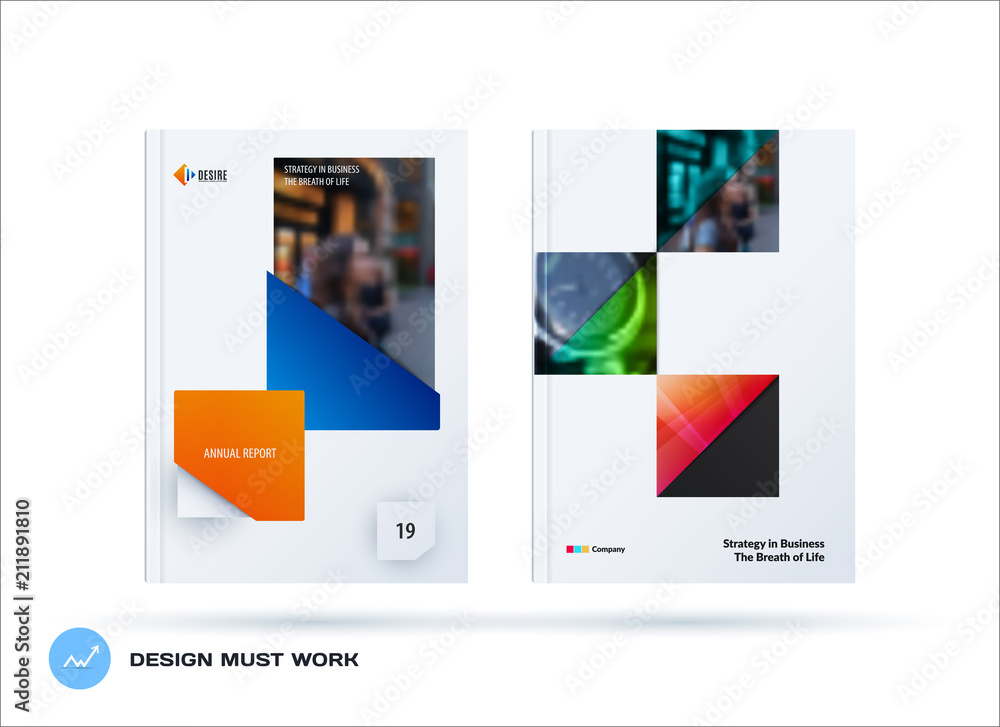 Brochure design rectangular template. Colourful modern abstract set ...