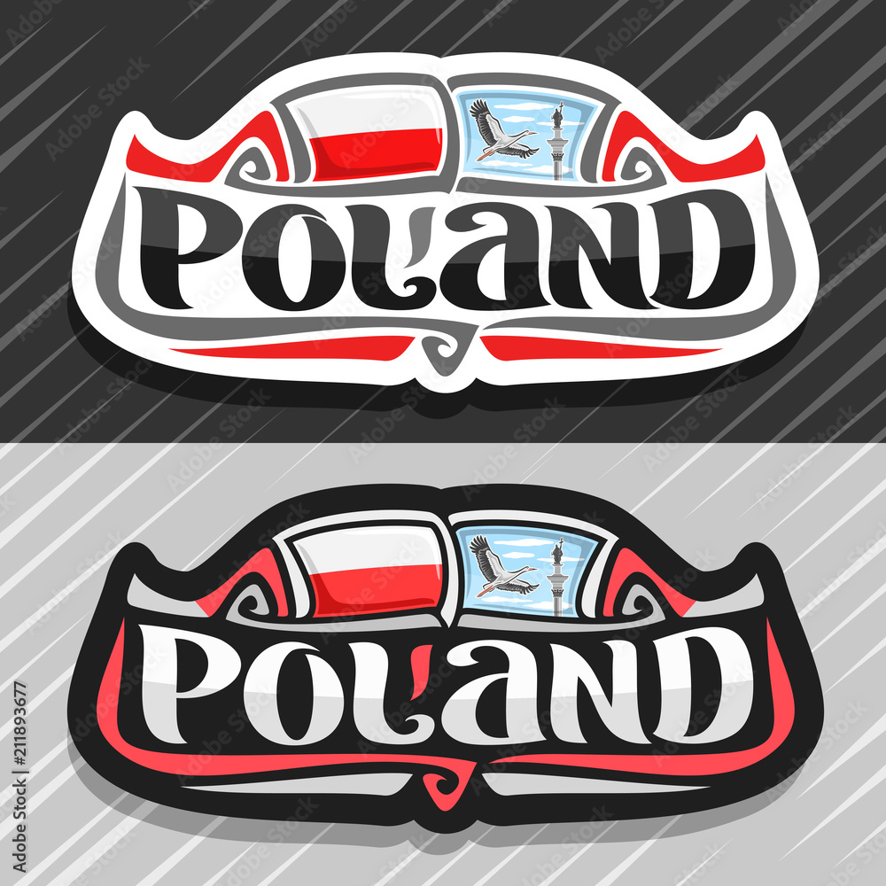 Vector logo for Poland country, fridge magnet with polish flag ...