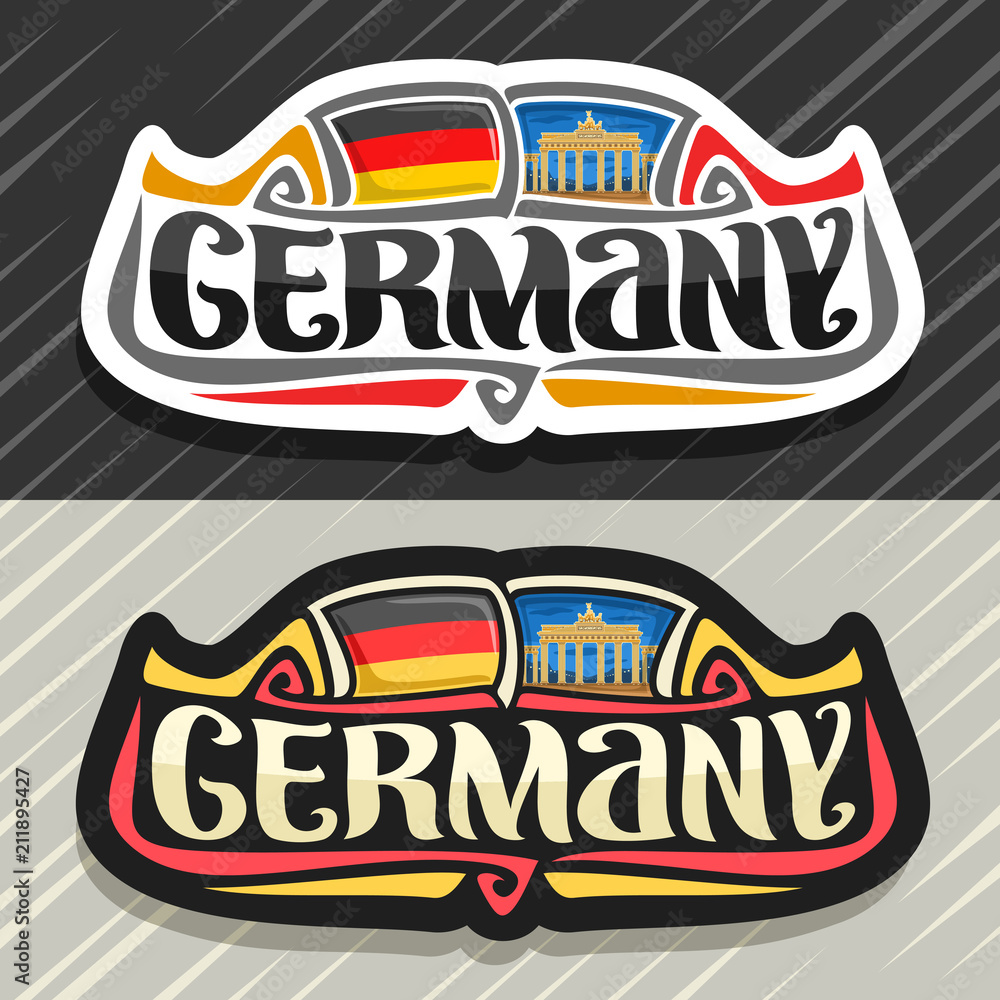 Vector logo for Germany country, fridge magnet with german flag ...