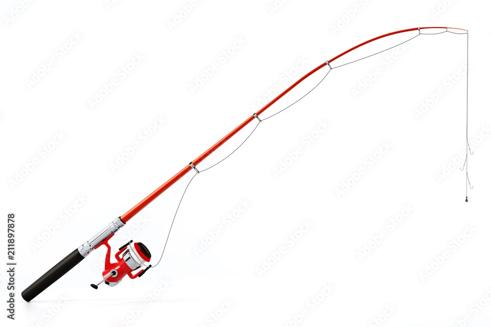Fishing rod isolated on white background. 3D illustration Stock ...