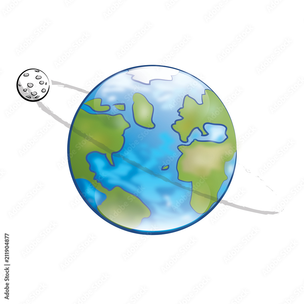 Earth Moon And Its Orbit Stock Vector Adobe Stock
