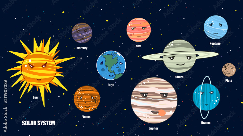 cute solar system Stock Illustration | Adobe Stock