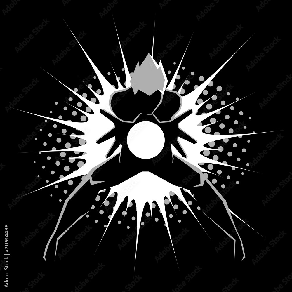 Simple graphic flat vector illustration of a superhero creating an ...