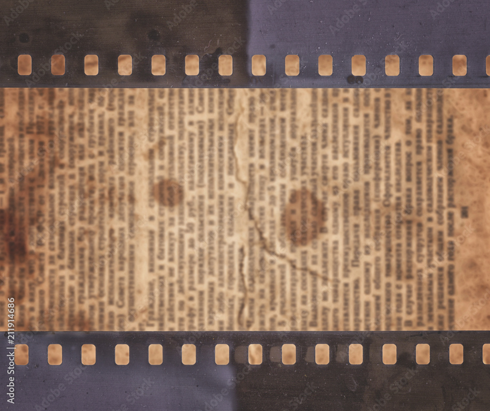 Vintage background with old newspaper and retro film strip Stock Photo ...