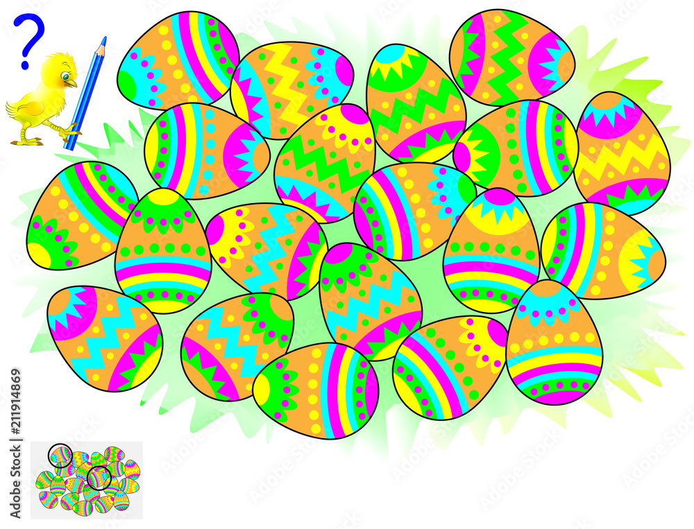 Logic puzzle game for children and adults. Help the chicken find two ...