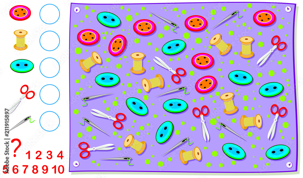 Fototapeta Mathematical exercise for kids. How many objects you can ...