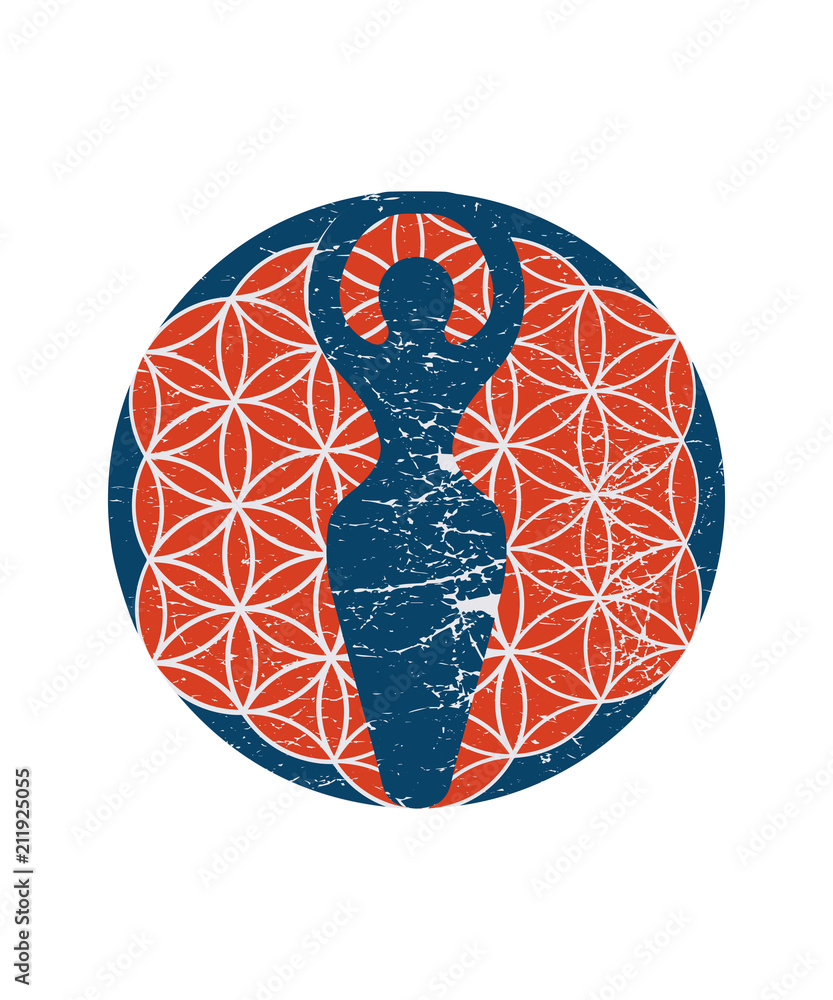 Sacred Geometry Flower of Life Pagan Goddess Vector Illustration. Stock ...