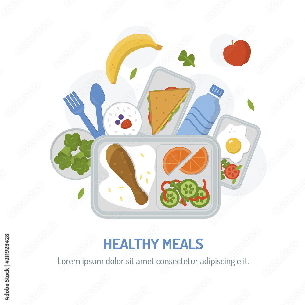 Packaging of meals in advance. Healthy lifestyle concept. Meal planning ...