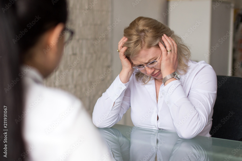 Candidate crying and failure on job interview foto de Stock | Adobe Stock