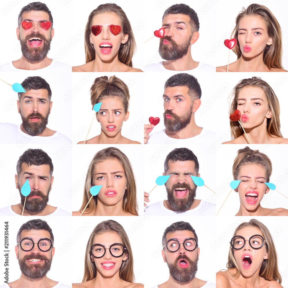 Emotion set. Feeling and emotions. Human emotions, facial expression ...