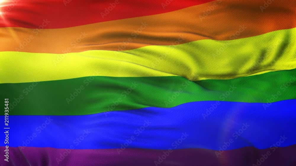 LGBT Rainbow flag waving on sun. Seamless loop with highly detailed ...