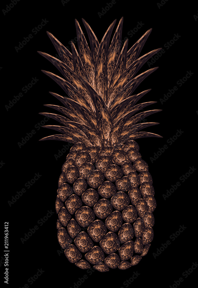 Black background with golden pineapple Stock Illustration | Adobe Stock