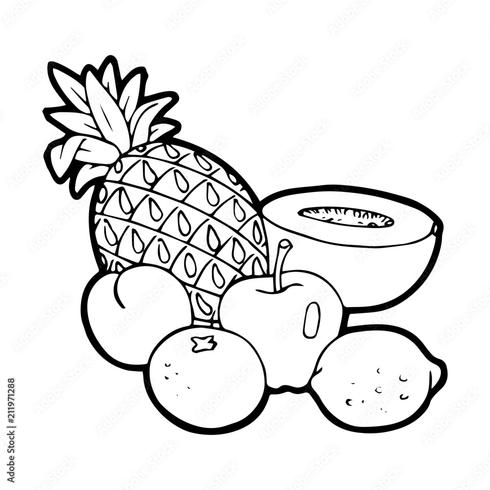 Cartoon Fruit Black And White