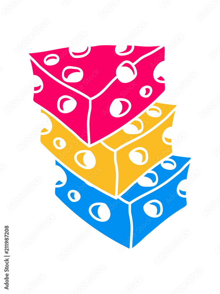 bunt design berg stapel viel haufen käse löcher gauda comic cartoon ...